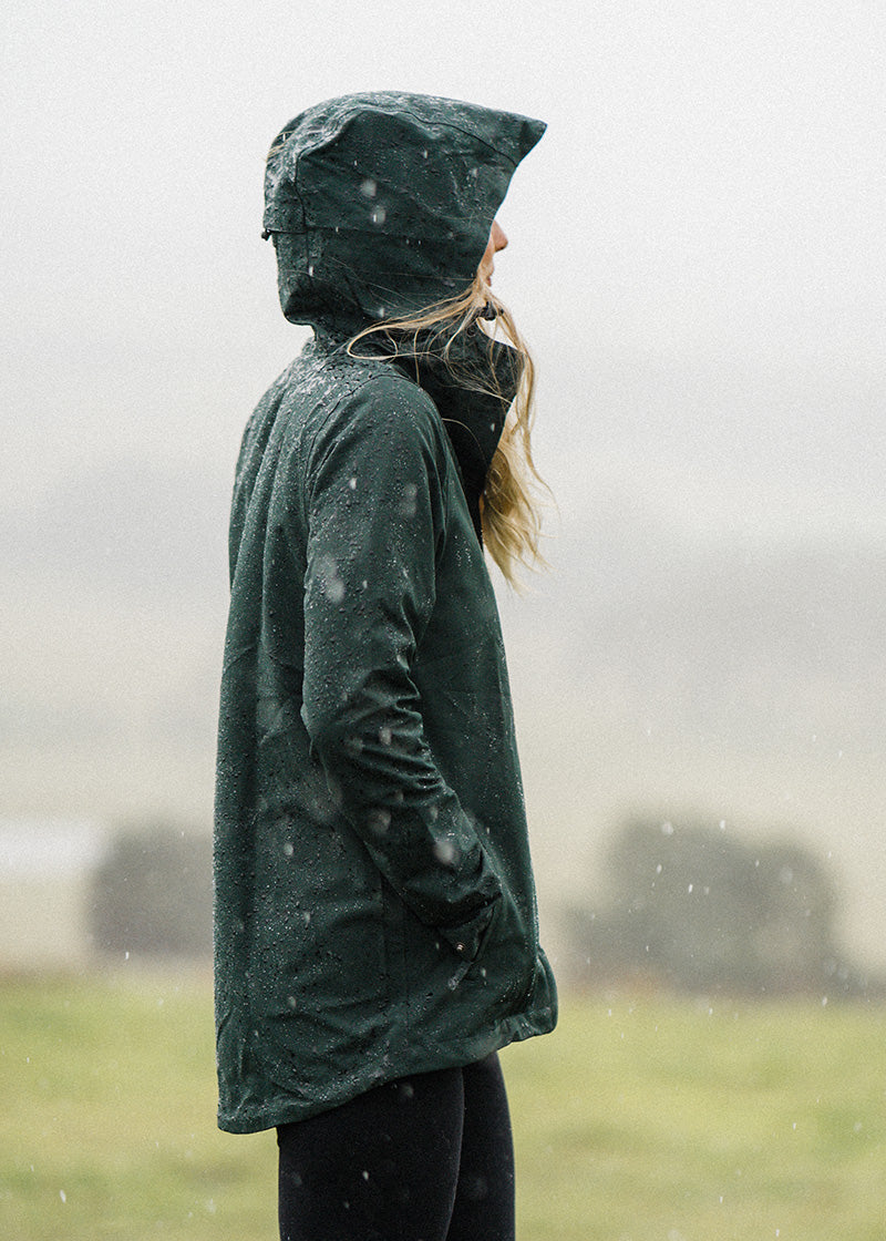 Elements Waterproof Jacket - Women's Hip Length Raincoat | Eucalyptus ...